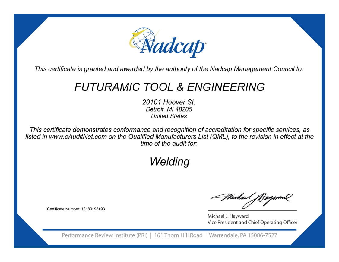 Nadcap Accreditation for Welding | Futuramic