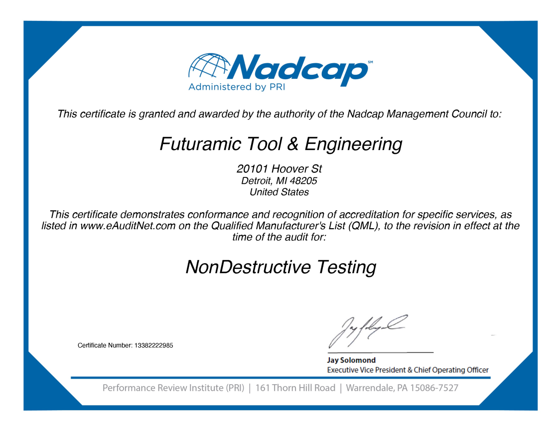 Nadcap Accreditation for Non-Destructive Testing in Aerospace | Futuramic