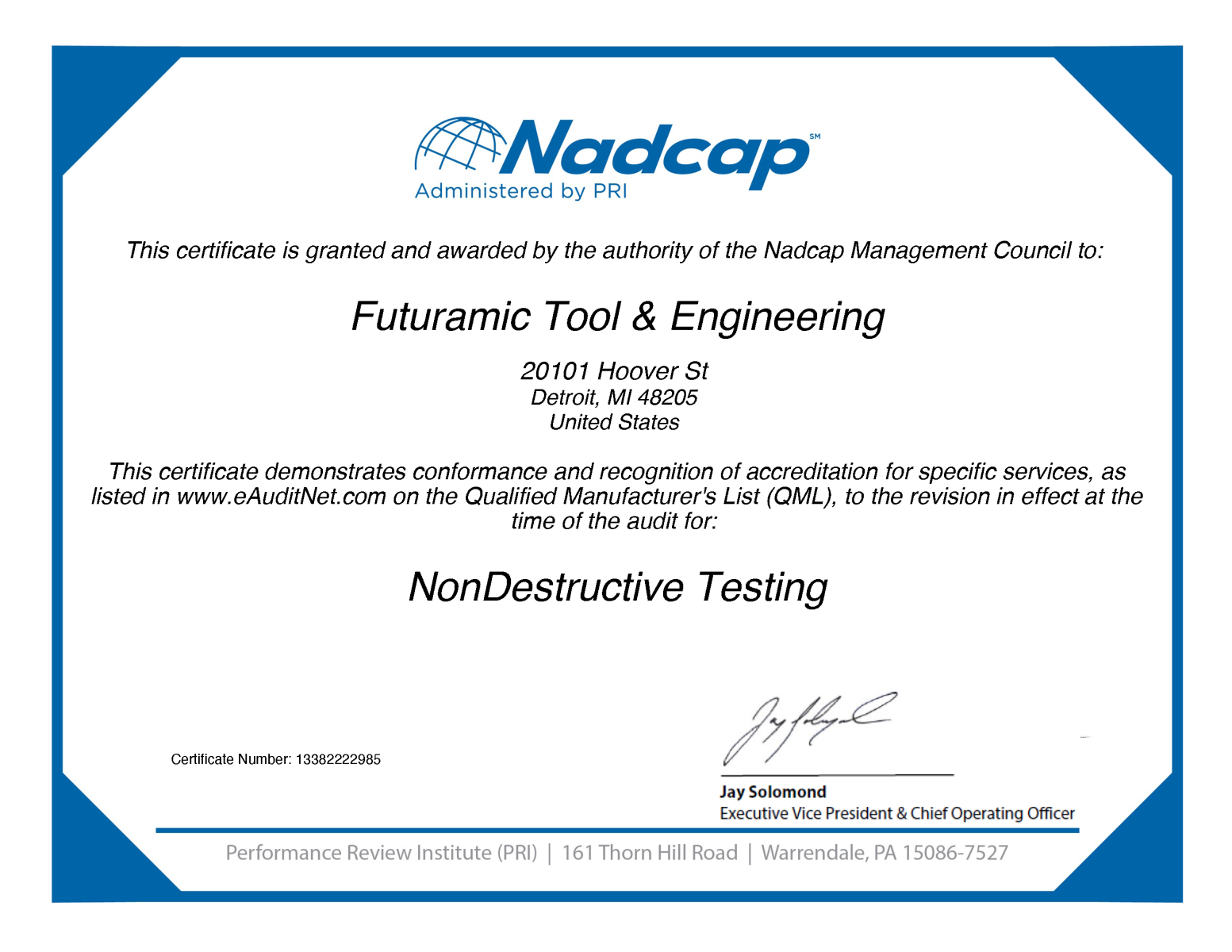 Nadcap Accreditation for Non-Destructive Testing in Aerospace | Futuramic